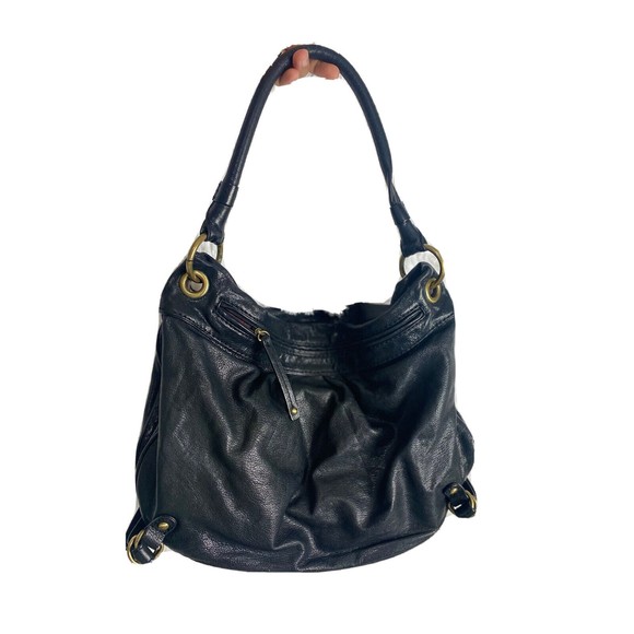 Gianni Bini | Bags | Gianni Bini Black Shoulder Bag Gold Tone Trim Faux ...